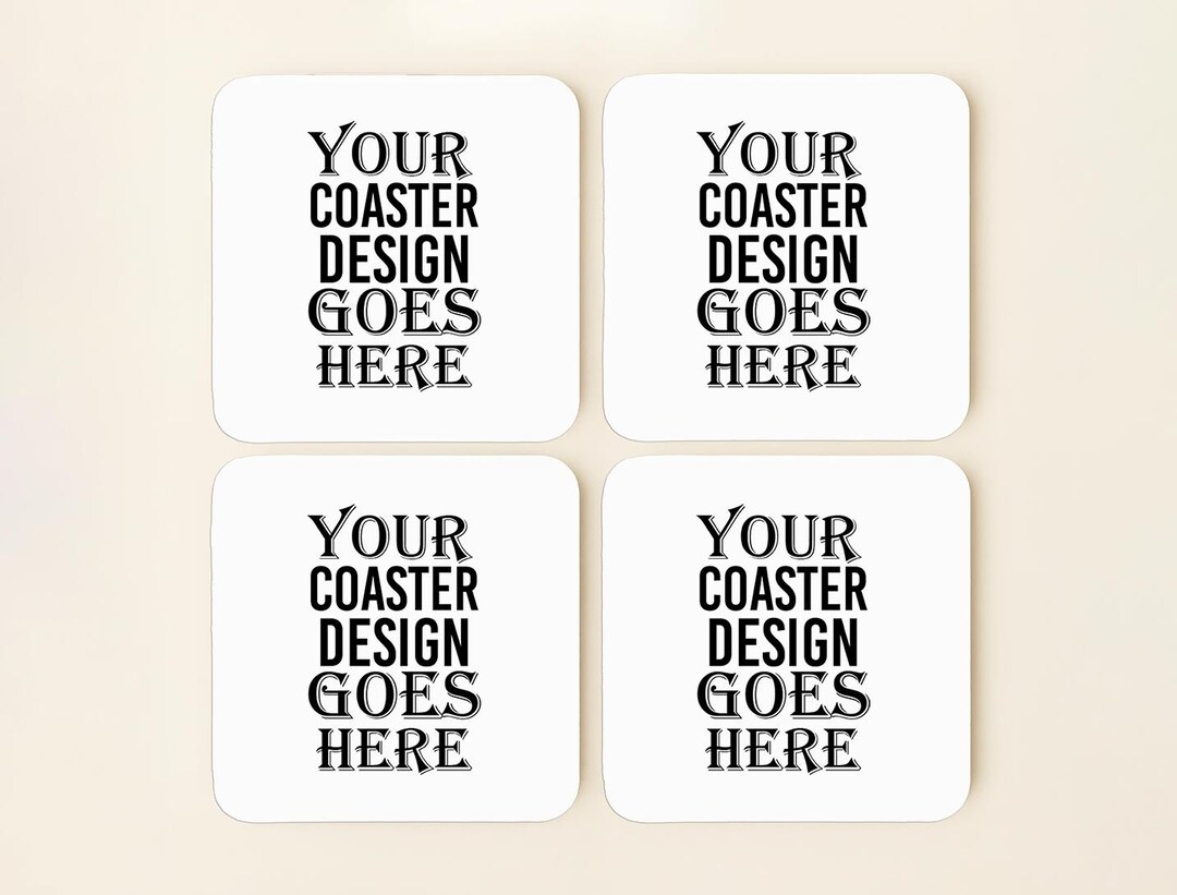 Plain White Coasters Mockup | Minimalist Coasters | 4 Coasters Mockup ...