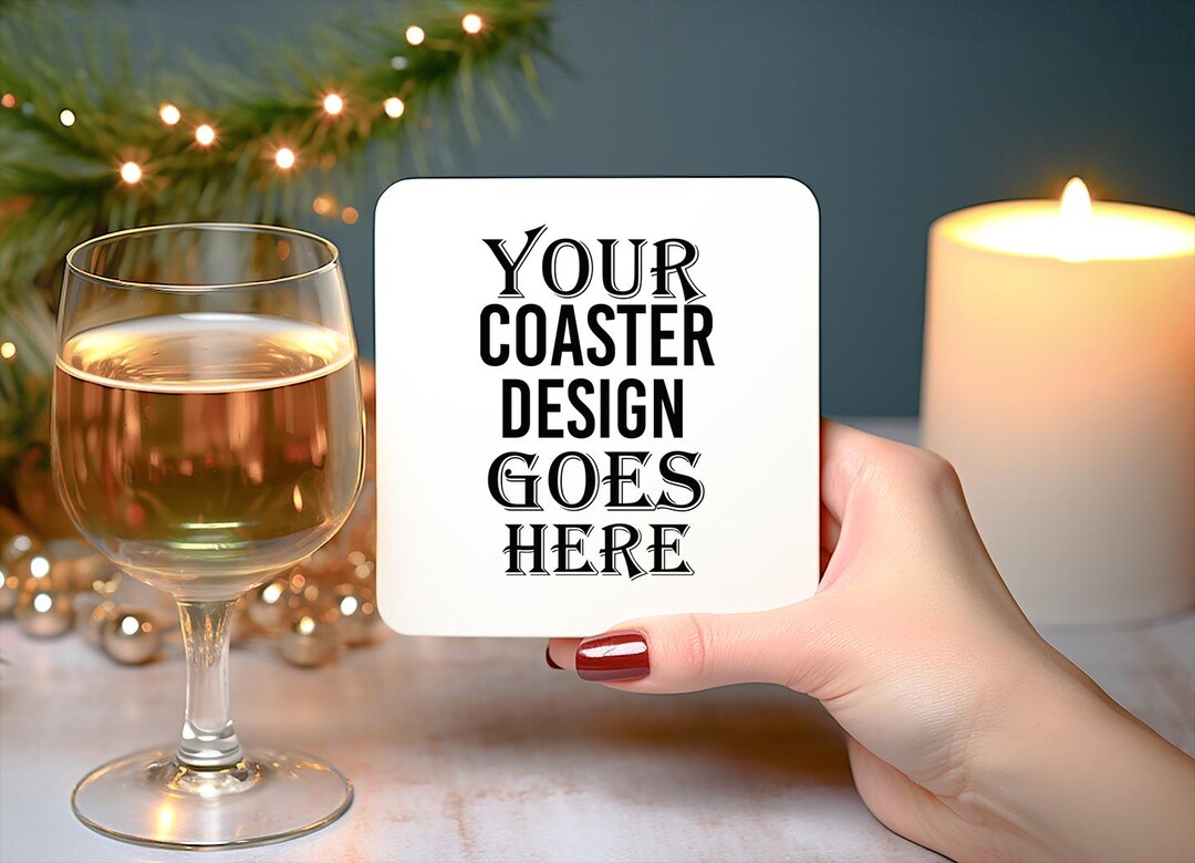 Plain White Coaster Mockup | Christmas Coaster Mockup Xmas | Square ...