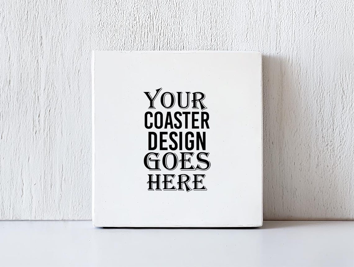 Plain White Coaster Mockup Minimalist Coaster Tile Coaster Mockup ...