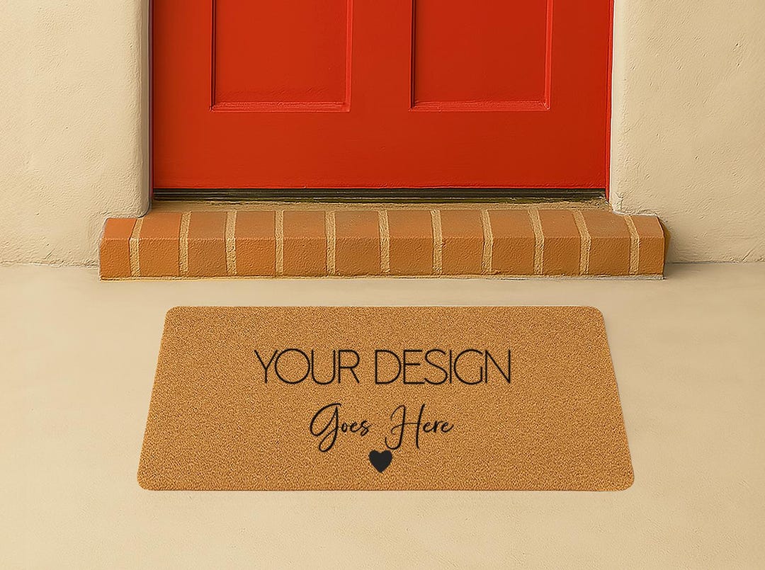 Red Door Coir Doormat Mockup | Plain Doormat Mockup | Realistic Doormat ...