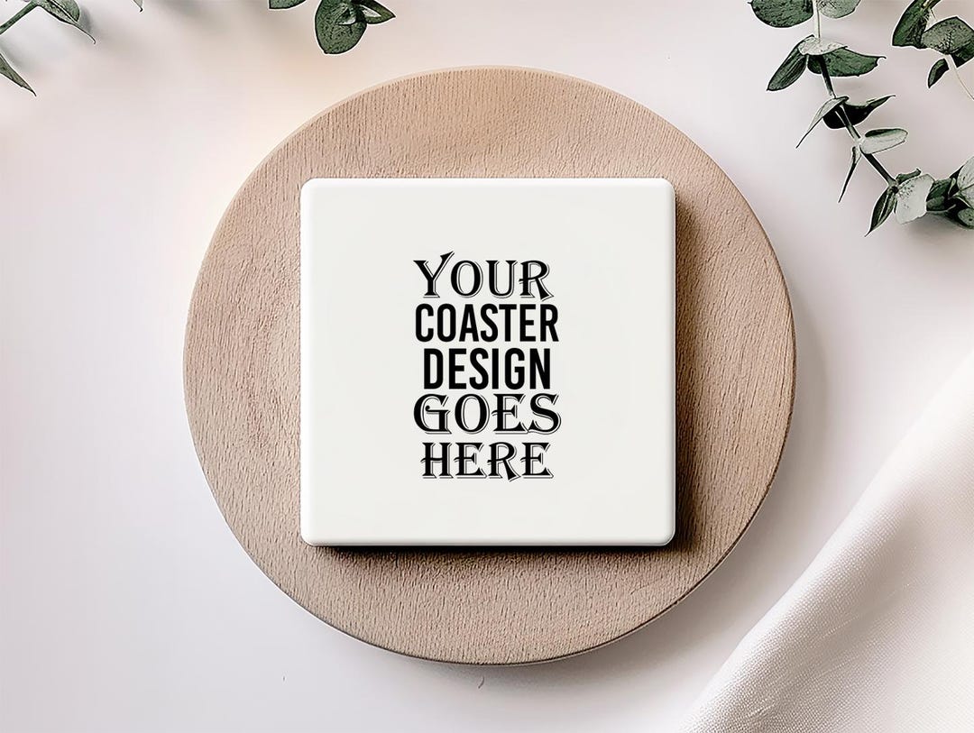 Plain White Coaster Mockup | Minimalist Coaster |simple Coaster Mockup ...