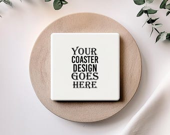 Plain White Coaster Mockup | Minimalist Coaster | Coaster Mockup Simple ...