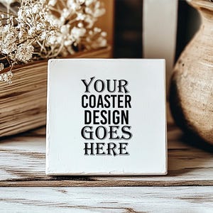 Plain White Coaster Mockup | Minimalist Coaster | Tile Coaster Mockup ...