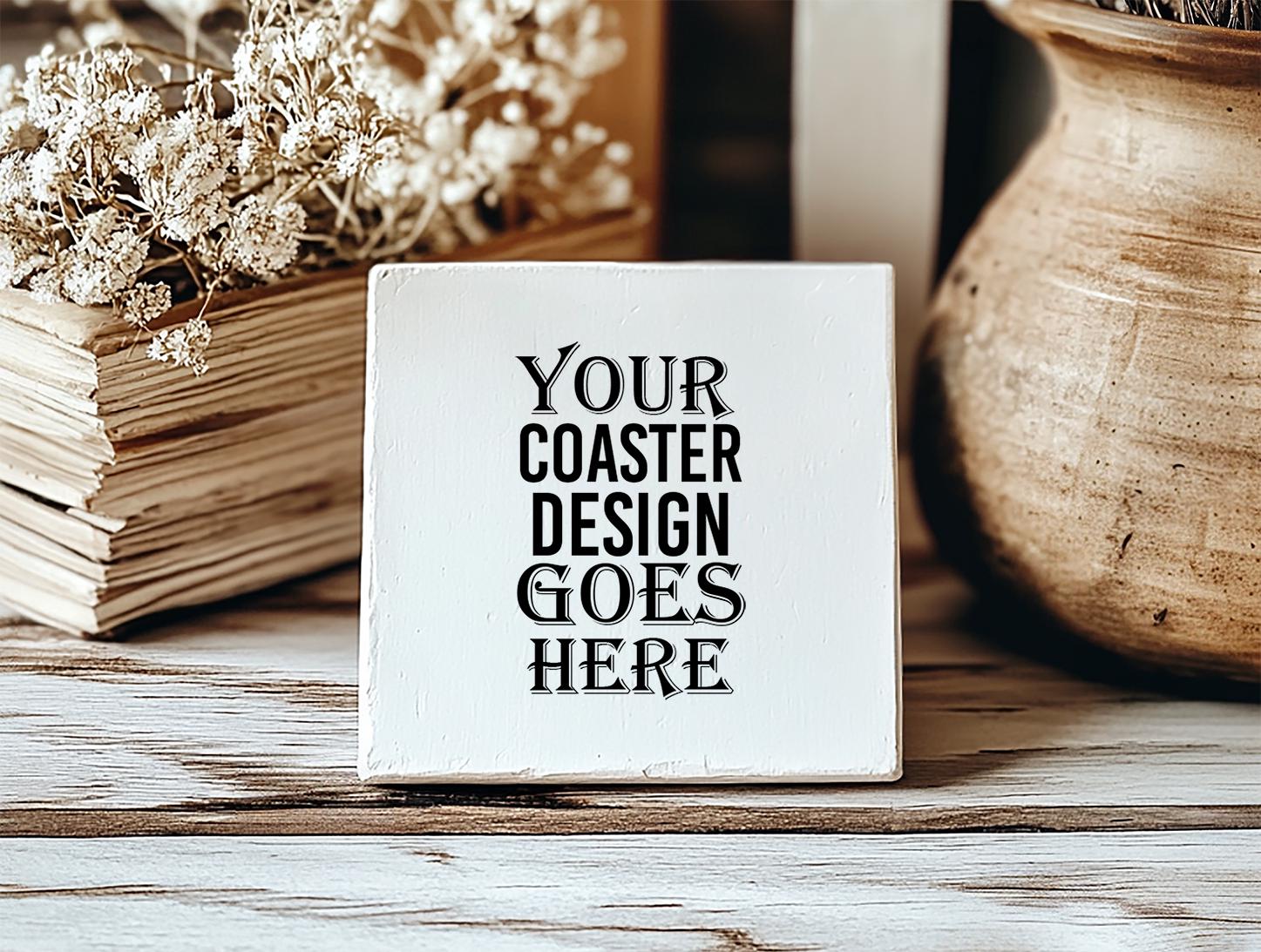 Plain White Coaster Mockup | Minimalist Coaster | Tile Coaster Mockup ...