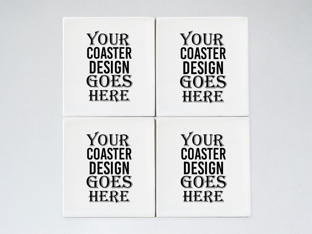 Plain White Coasters Mockup Minimalist Coasters 4 Coasters Mockup ...