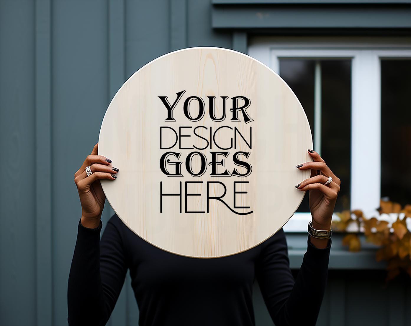 Round Sign Mockup Customisable Sign Mockup Blank Wood Sign Mockup Round ...