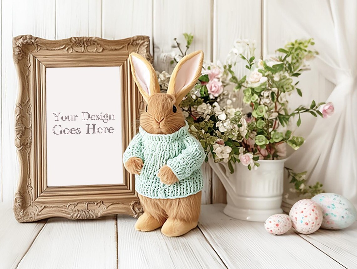 Easter Bunny Frame |bunny Holding Frame | Easter Rabbit Frame | Easter ...