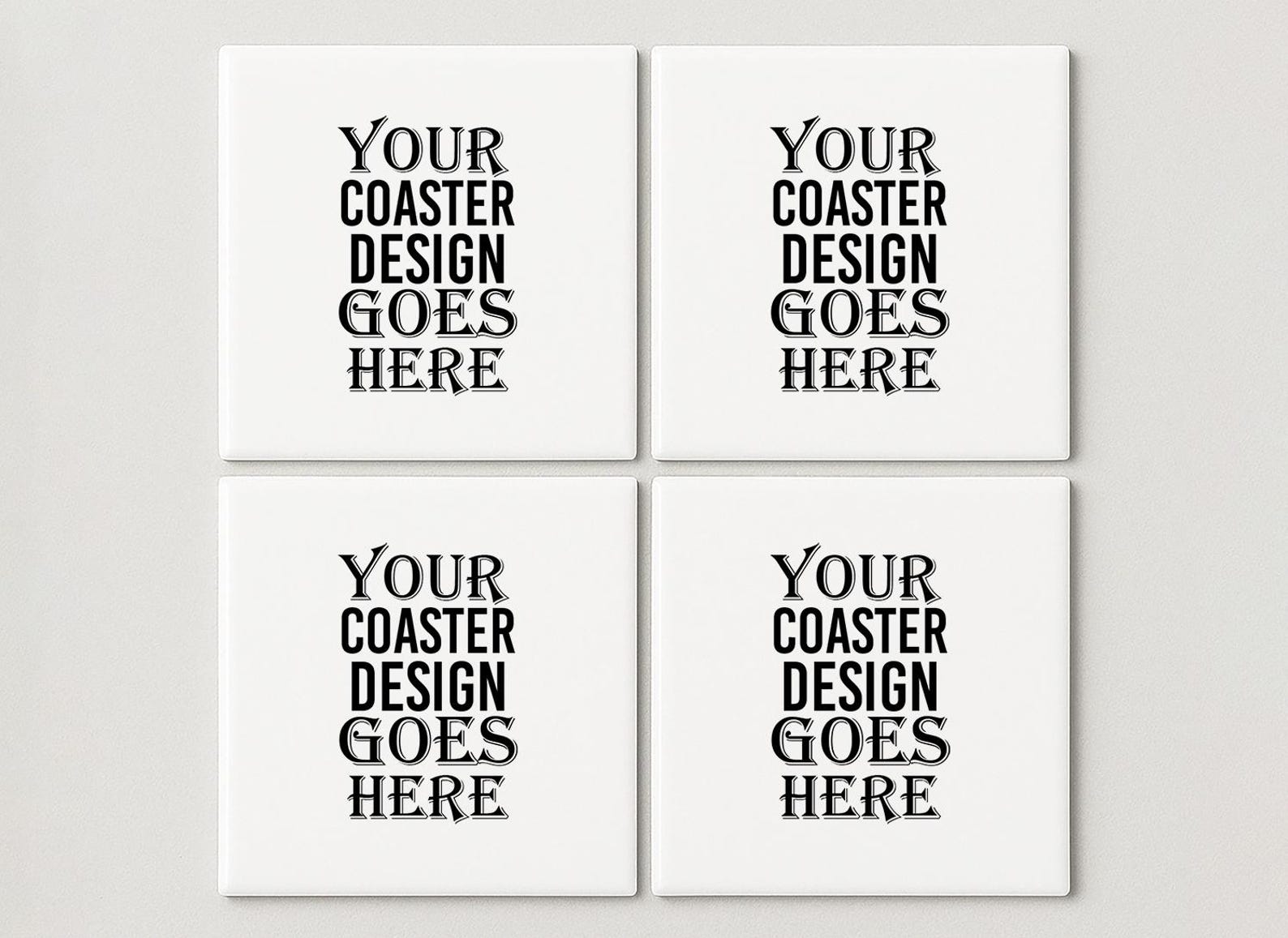 Plain White Coasters Mockup Minimalist Ceramic Coasters Four Simple ...