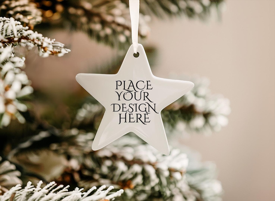 White Christmas Star Decoration Mockup Christmas Ornament Mockup ...