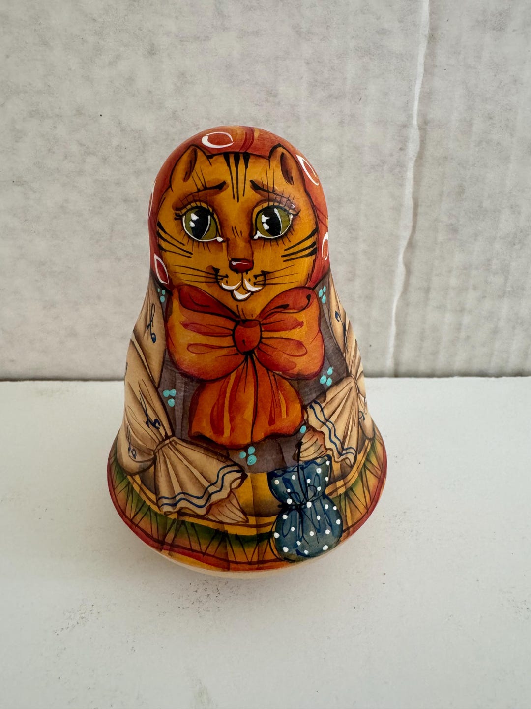Musical Russian Roly Poly - Cat With Bow and Bag - Etsy