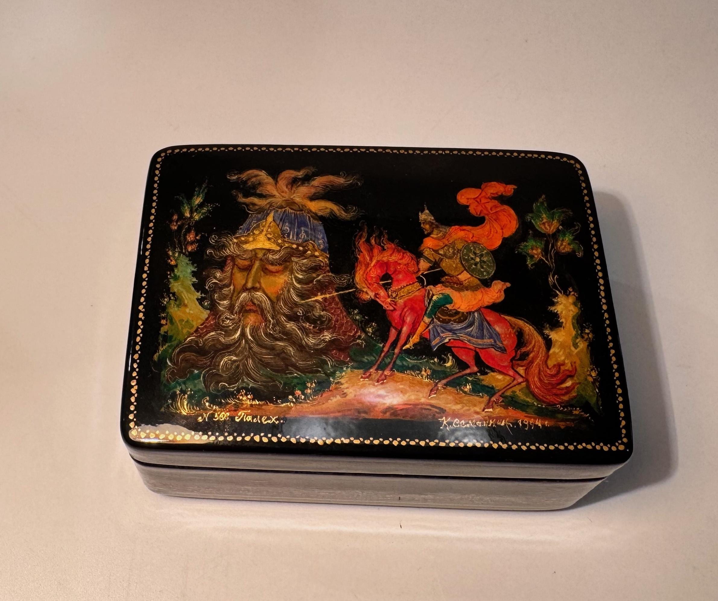 Signed Russian Black Lacquer Box - Warrior - Etsy