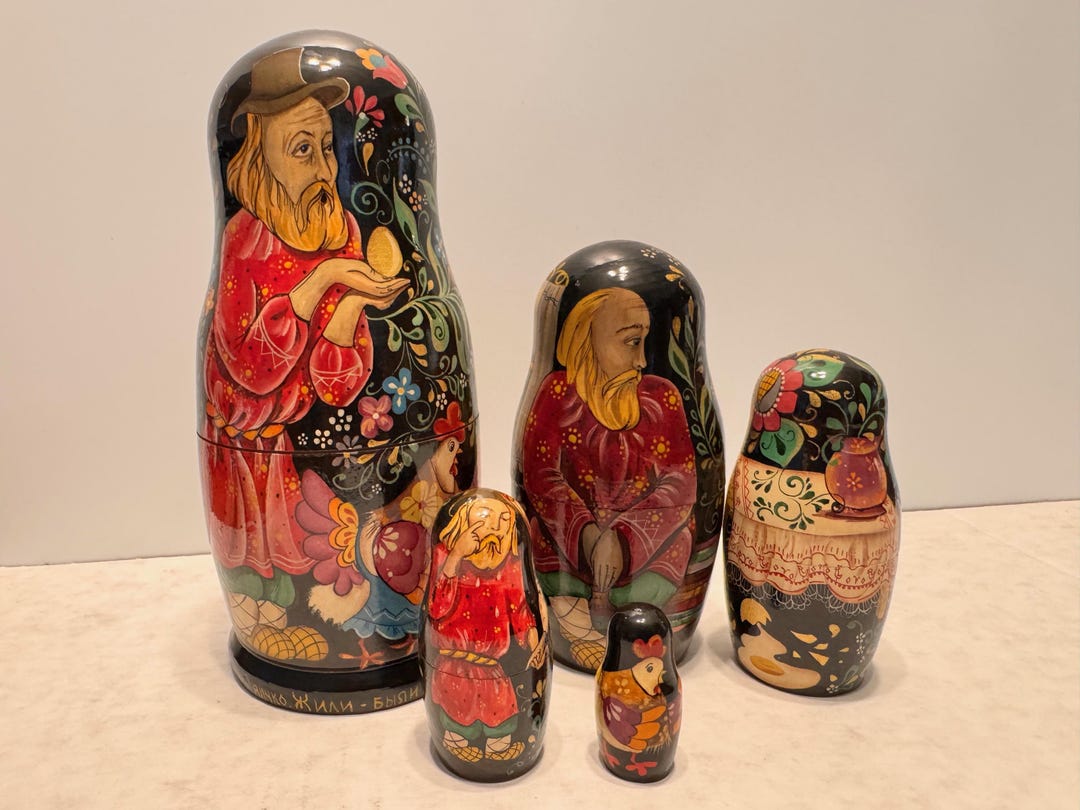 Russian Matryoshka Nesting Dolls 5 Piece Set Golden Egg - Etsy