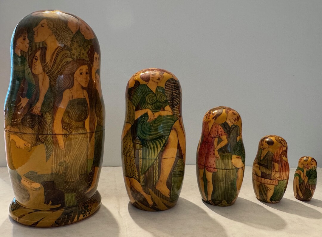 Russian Matryoshka Nesting Dolls 5 Piece Set People Scene - Etsy