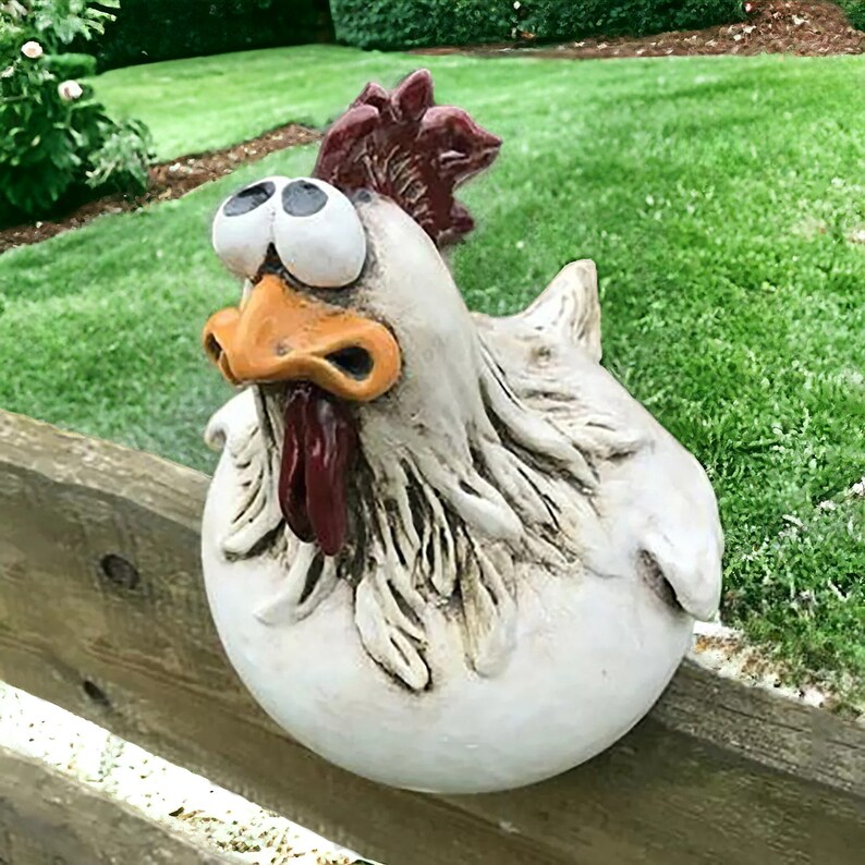 Funny Chicken Garden Statue, Fence Decor, Garden Farm Yard Courtyard ...