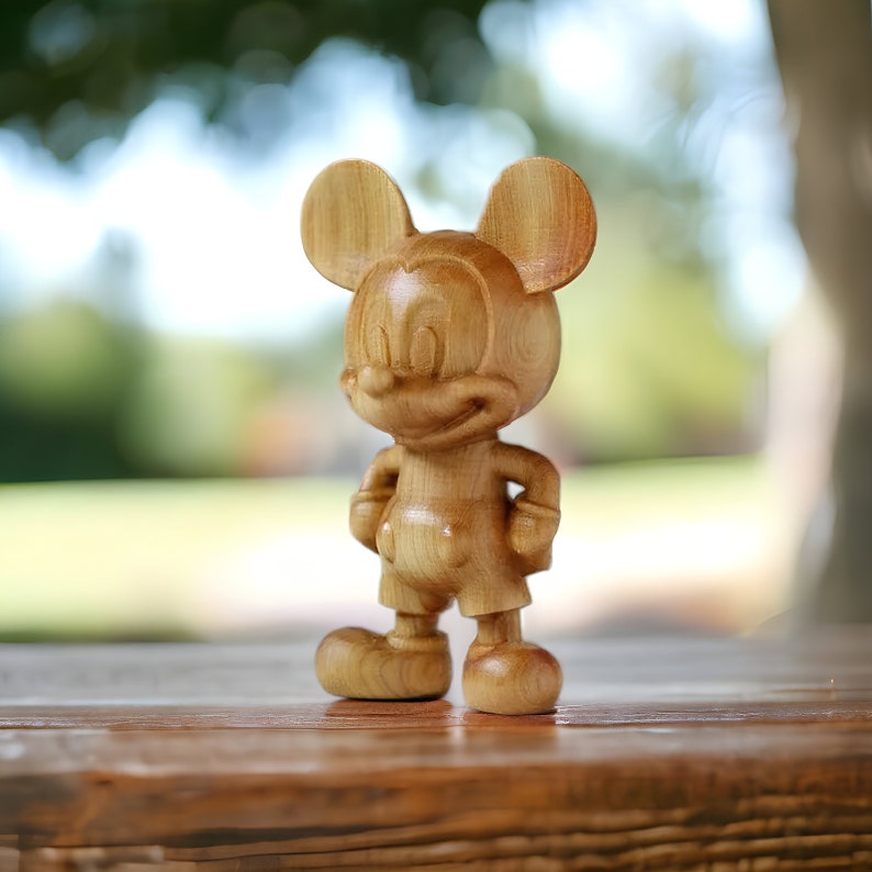 Wooden Mickey Mouse Figurine Miniature Wooden Figurine Desk Garden ...