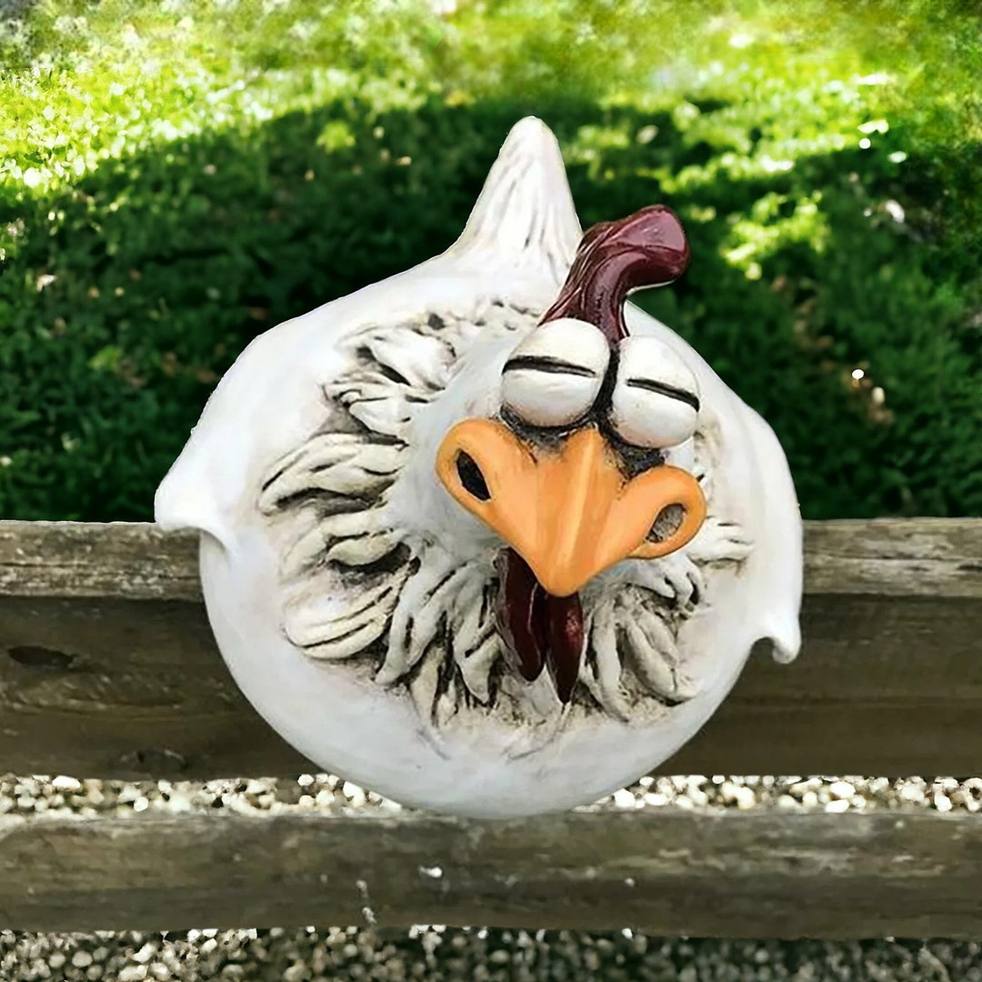 Funny Chicken Garden Statue, Fence Decor, Garden Farm Yard Courtyard ...