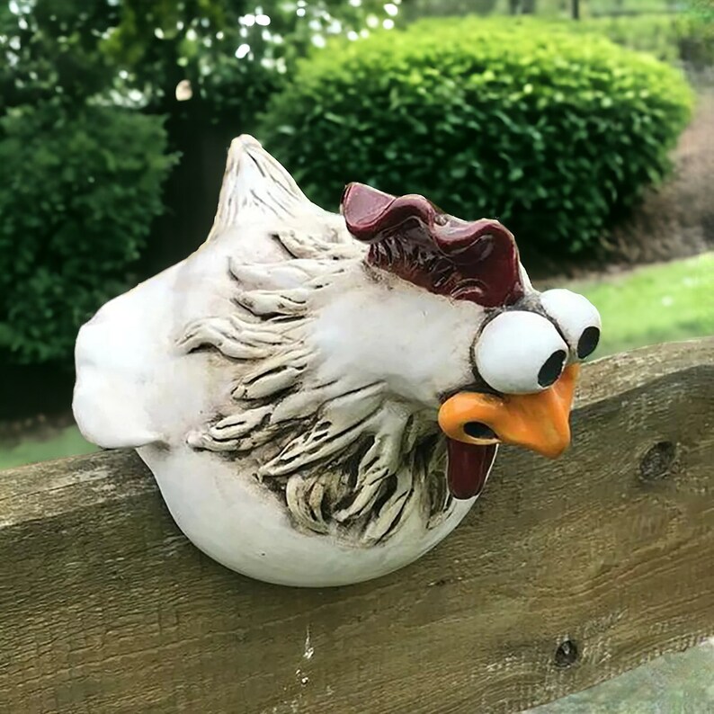 Funny Chicken Garden Statue, Fence Decor, Garden Farm Yard Courtyard ...