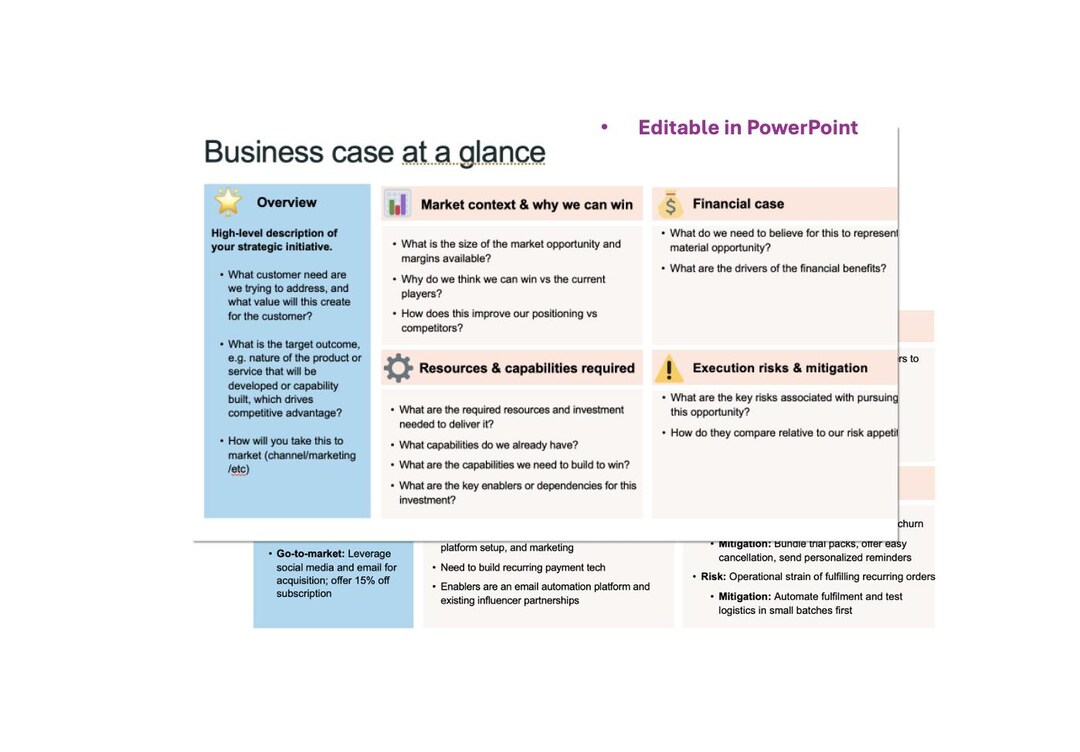 Business Case Summary Slide Template | Editable Powerpoint | Strategy ...