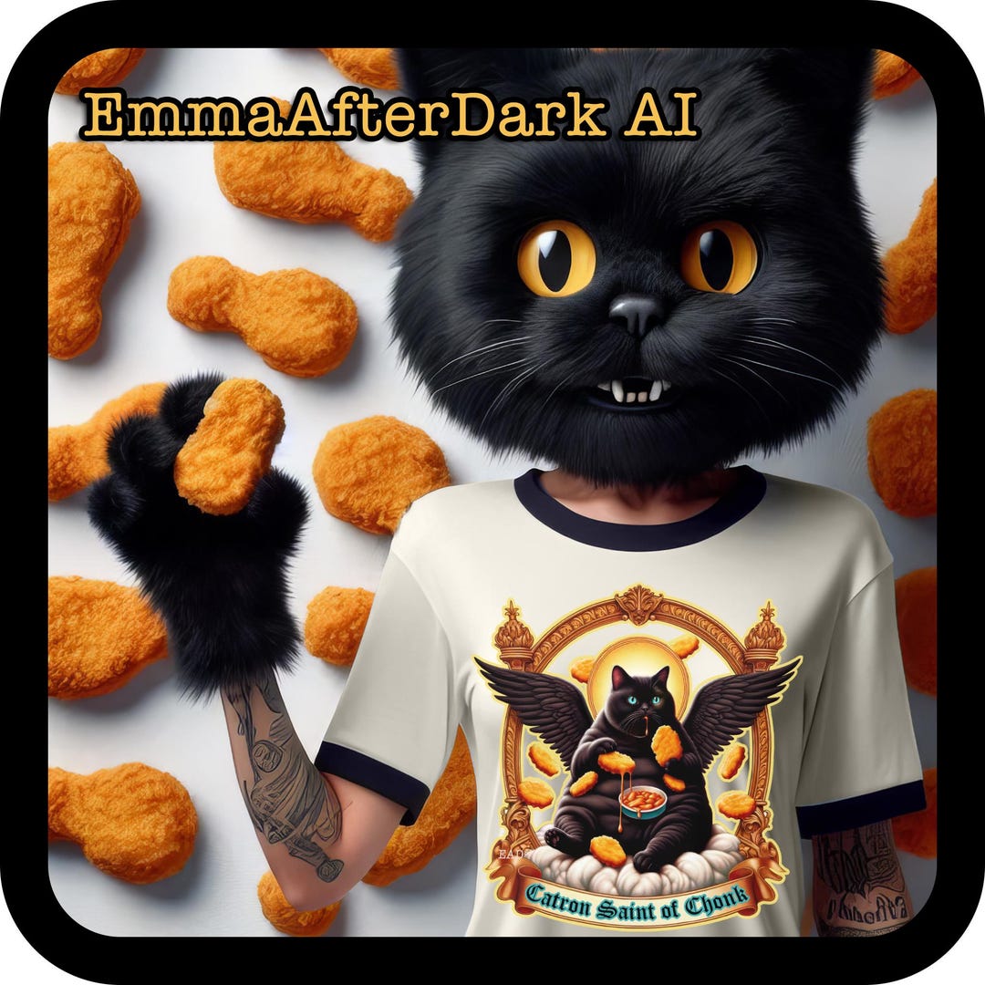 Holy Black Cat Chicken Nugs Catron/patron Saint of Chonk Unisex Cotton ...