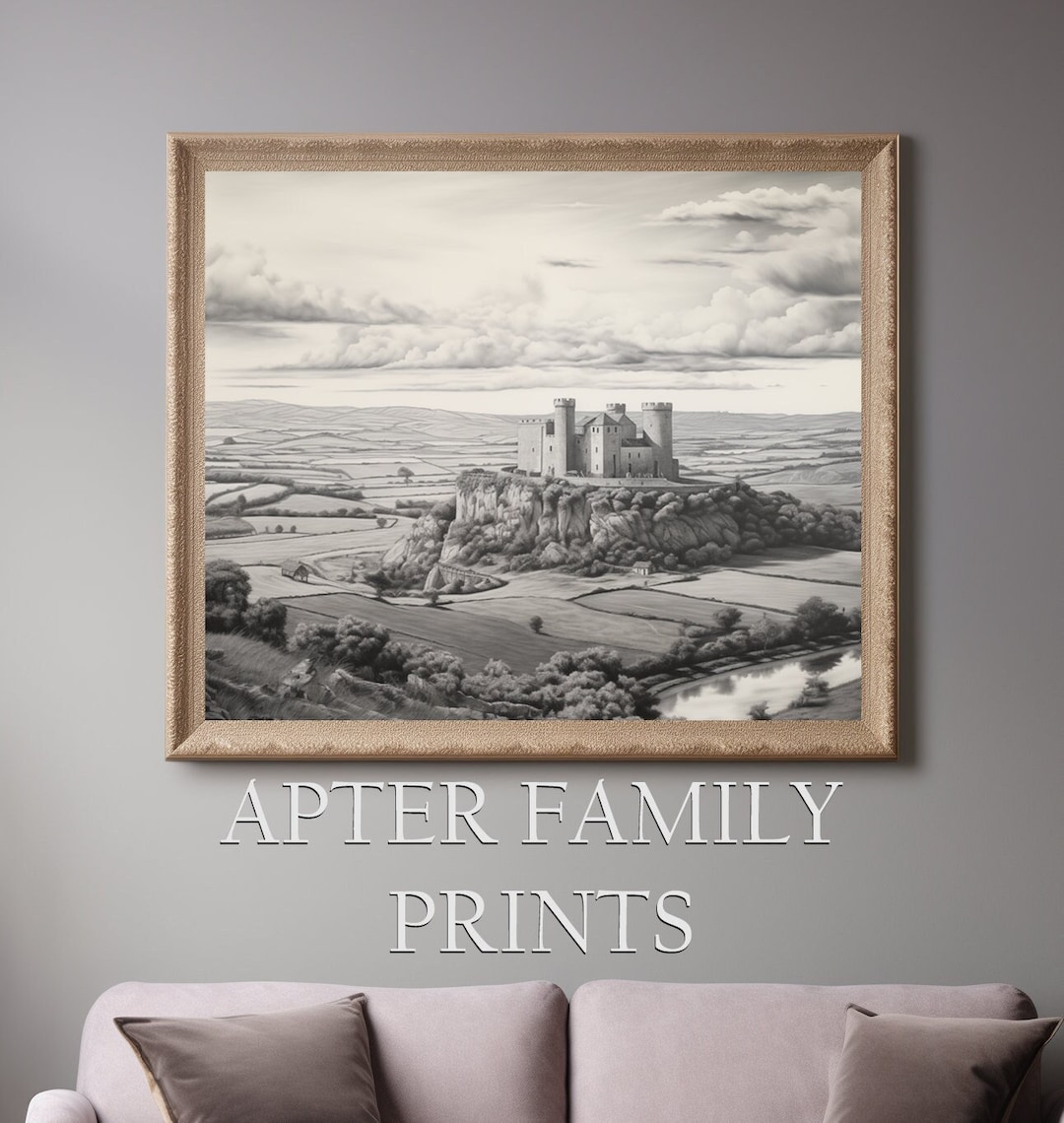 PRINTABLE Contour Line Drawing, Irish Castle Art Print, Vintage Wall ...