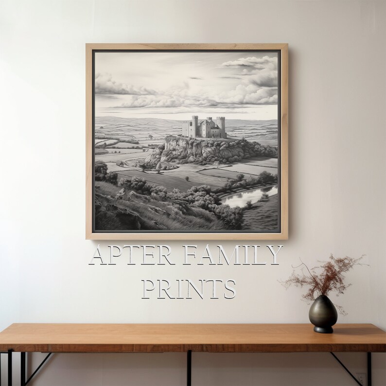 PRINTABLE Contour Line Drawing, Irish Castle Art Print, Vintage Wall ...