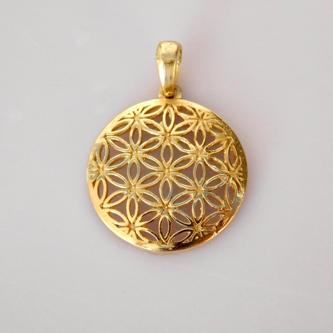 18K Solid Gold Flower of Life Pendant: Sacred Geometry Jewelry - Etsy