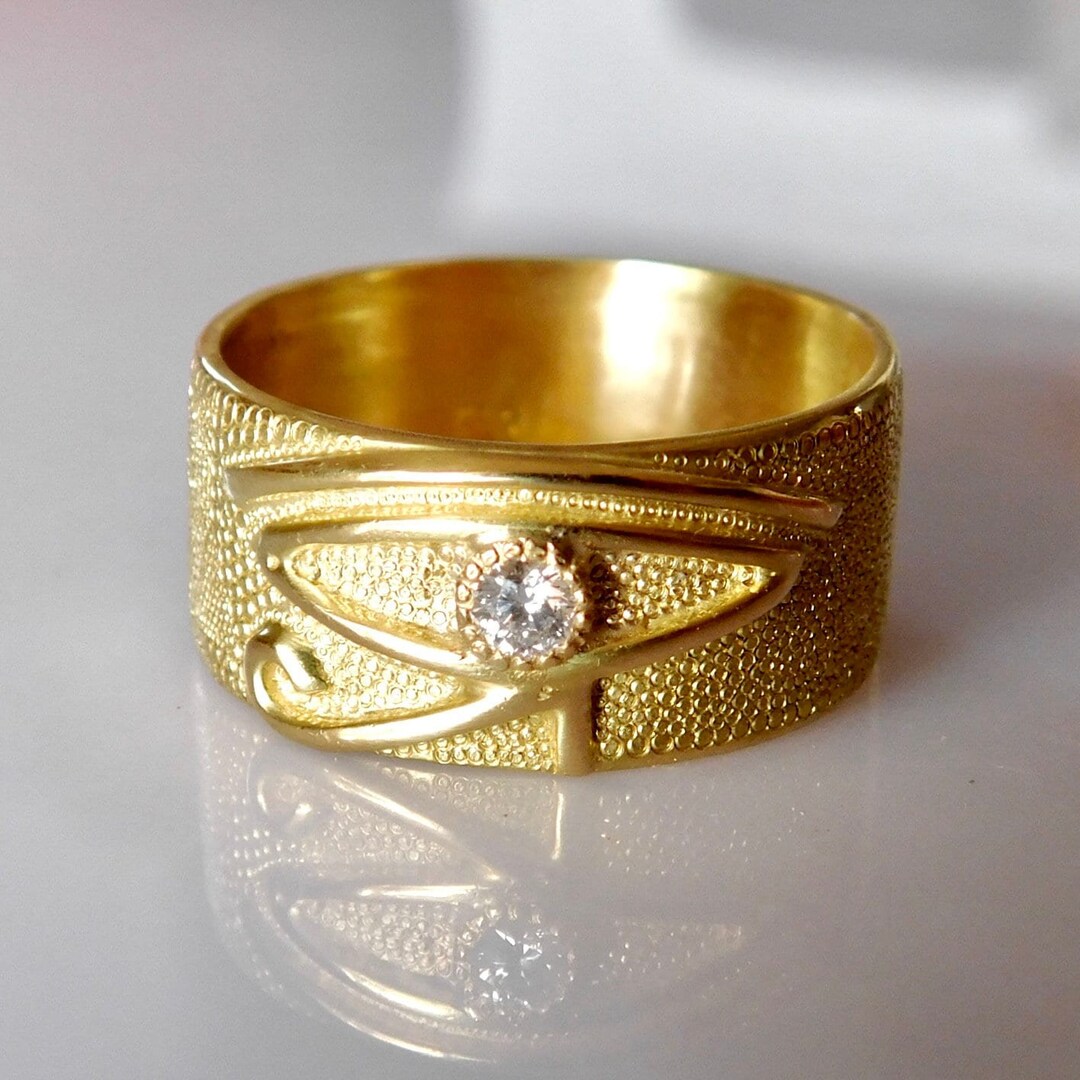 18k Solid Gold Evil Eye of Protection Ring | Symbol of Wisdom | Eye of ...