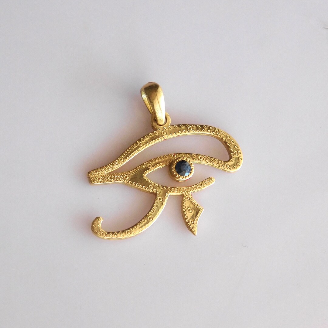 18k Solid Gold Eye of Ra - Evil Eye Protection Pendant or Necklace ...