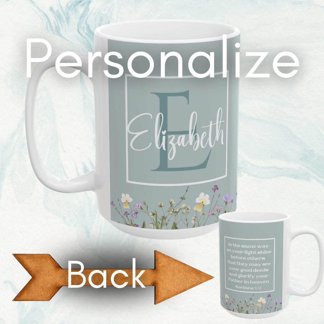 Personalized Floral Christian Ceramic Mug – Matthew 5:16, 15 Oz - Etsy