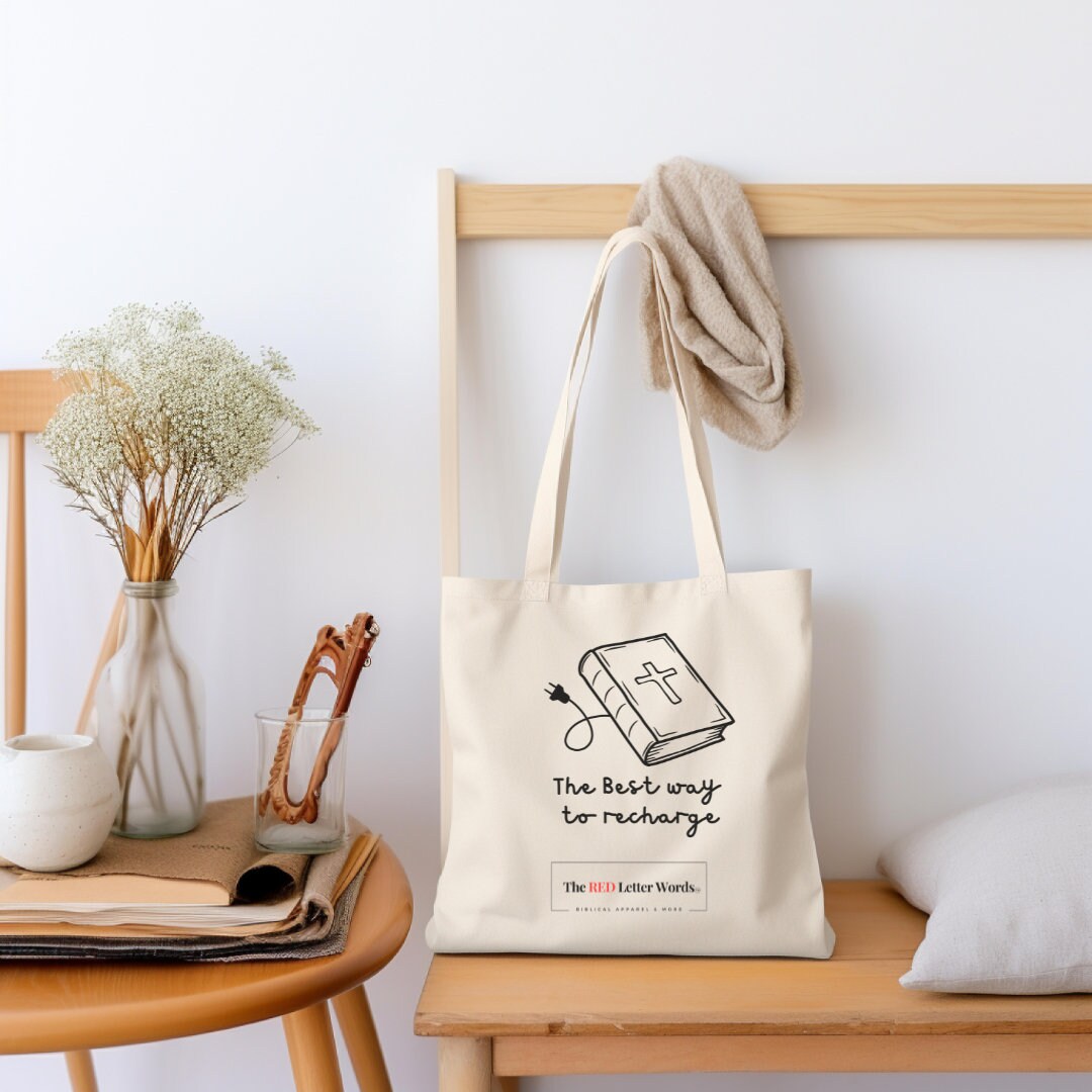 Christian Canvas Tote Bag - Best Was to Recharge - Connecting With God ...
