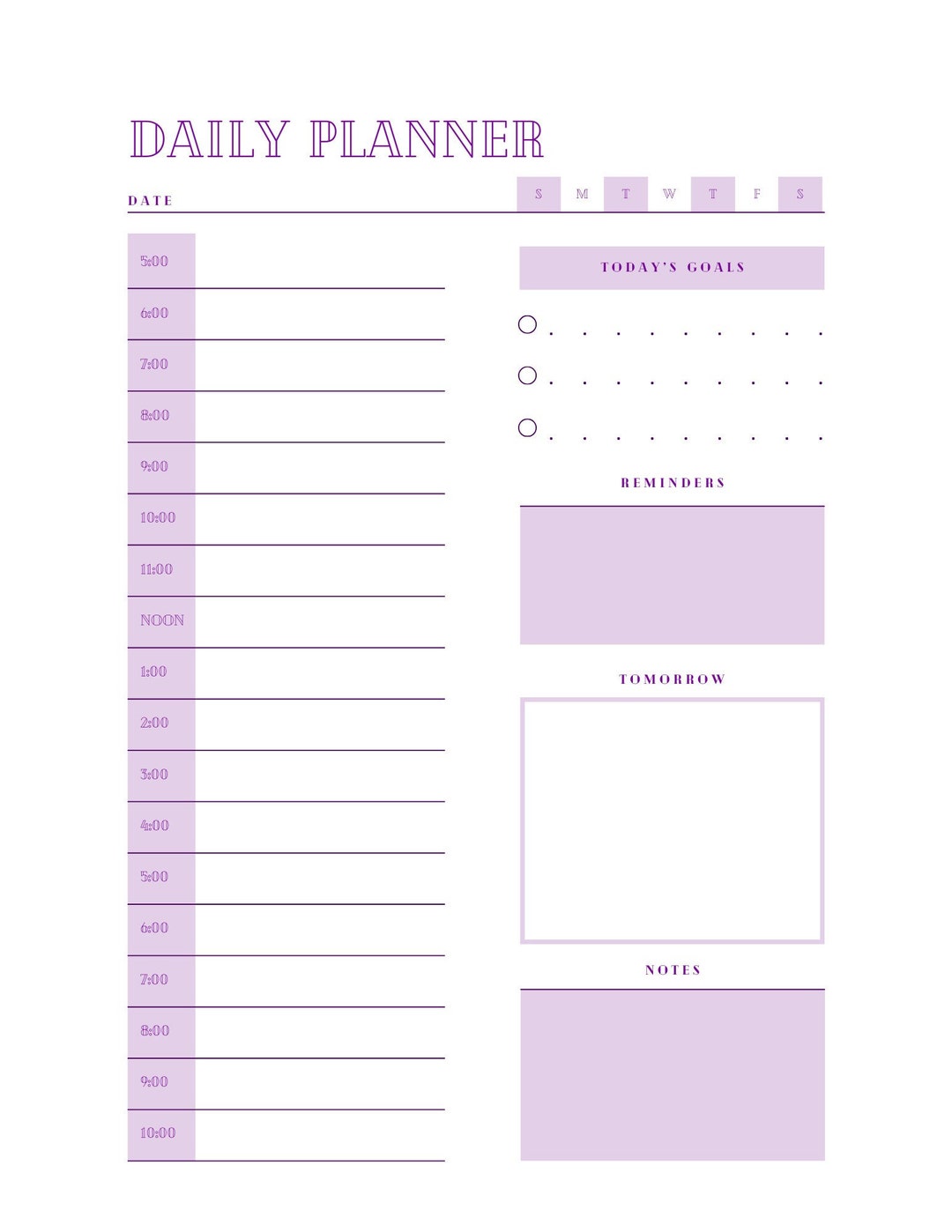 Daily Planner: Schedule, Goals, Reminders, Notes, Lilac Colorway - Etsy