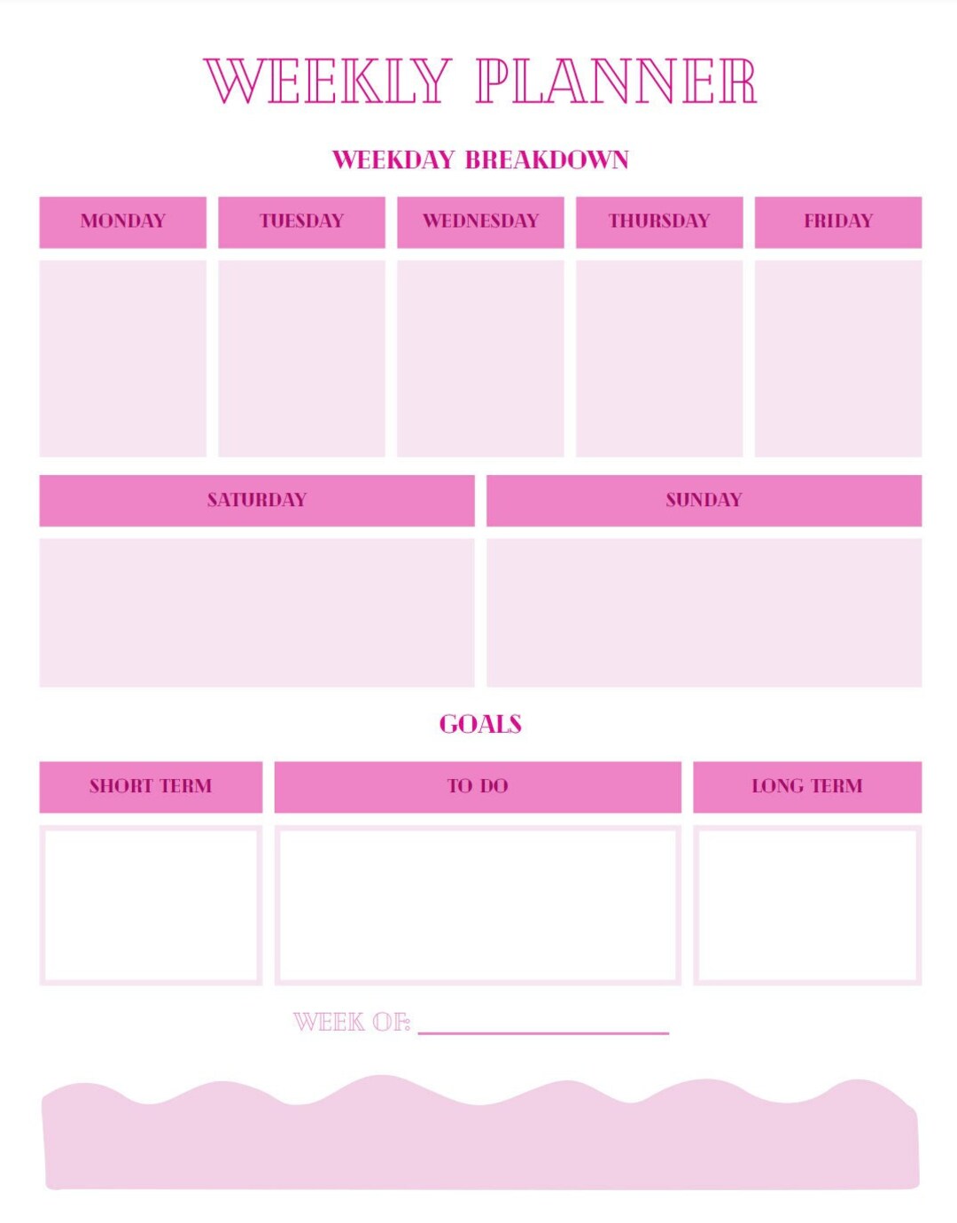 Weekly Planner: Day Routines and Week Goals Pink Colorway - Etsy