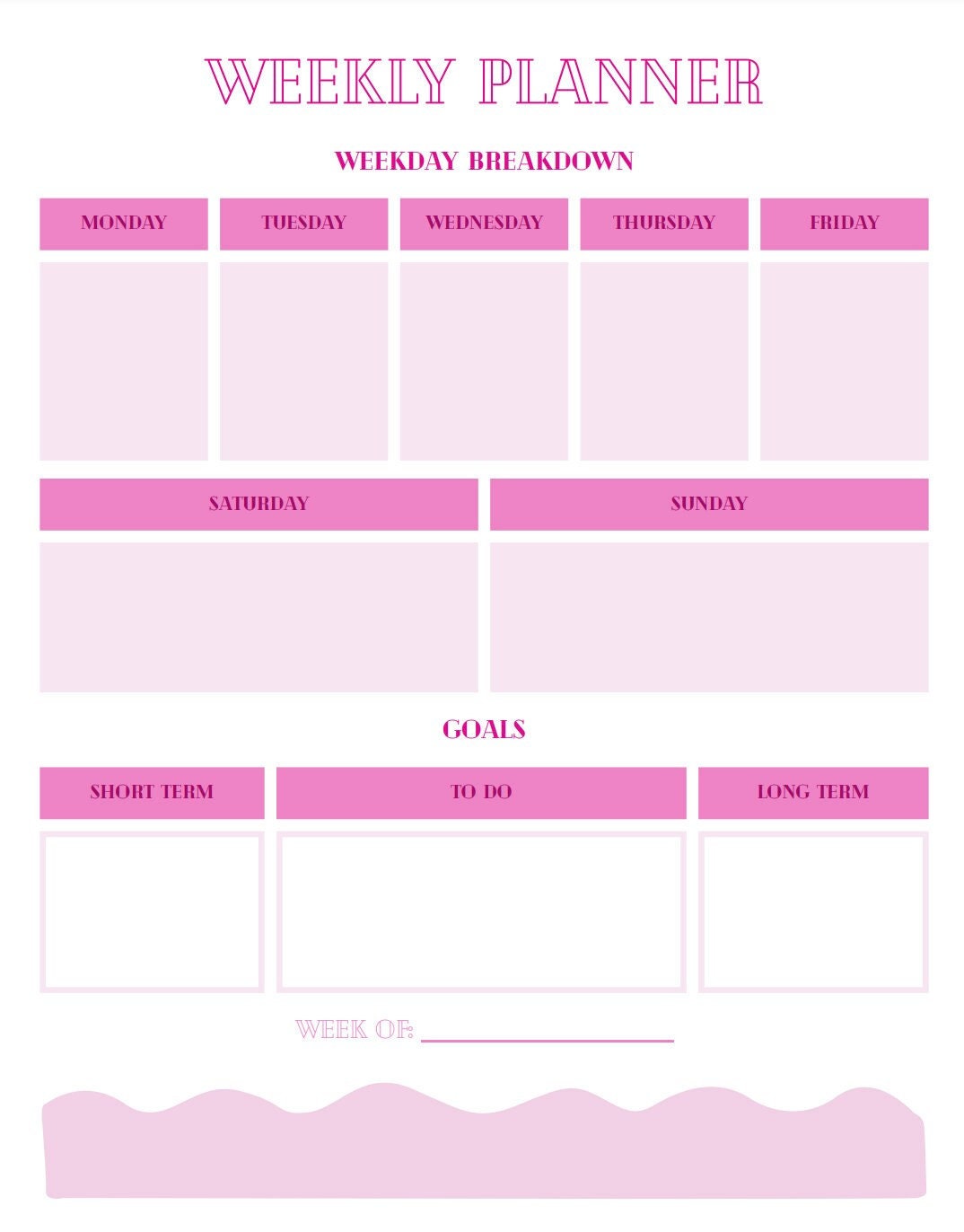 Weekly Planner: Day Routines and Week Goals Pink Colorway - Etsy