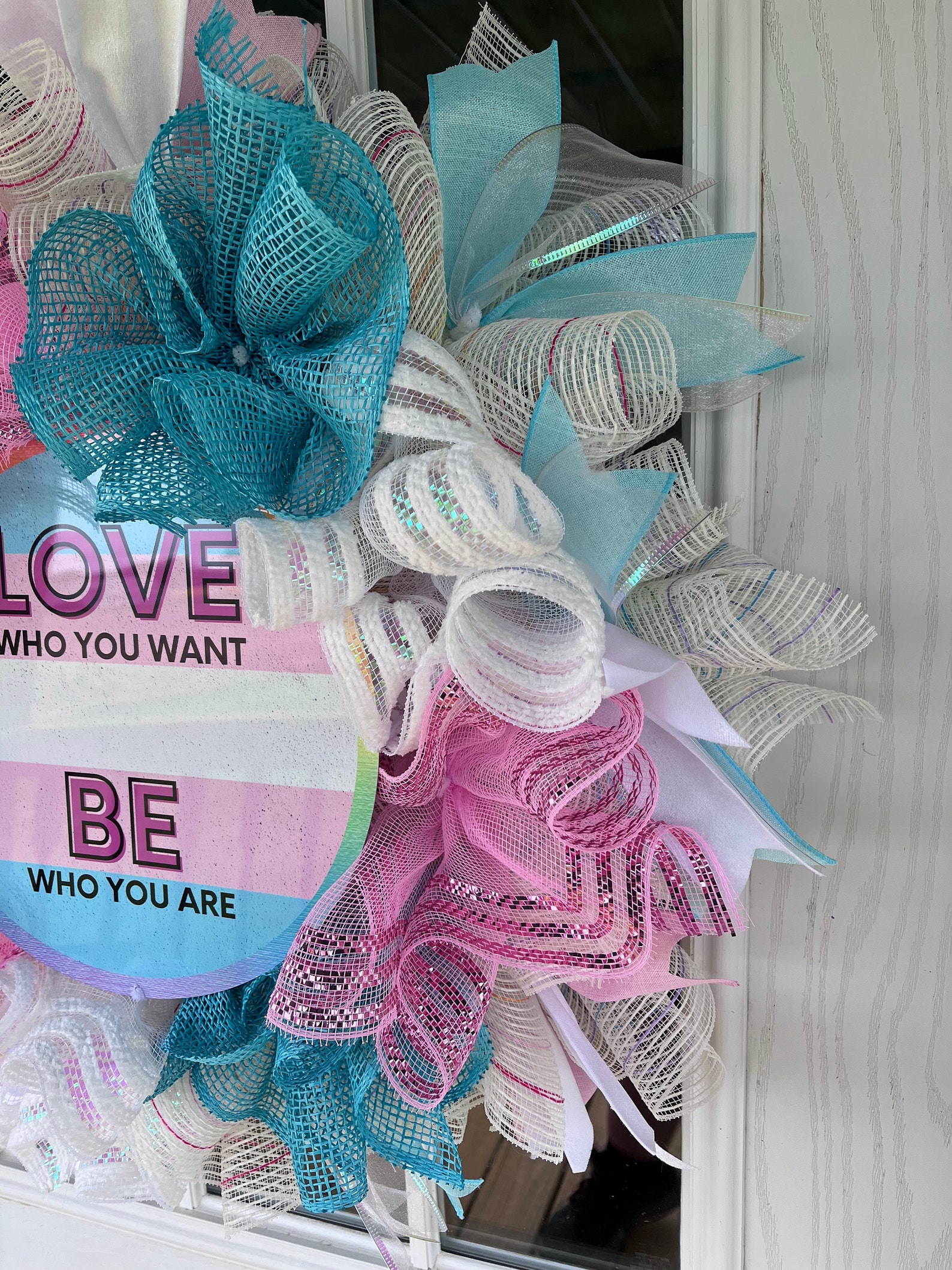 Trans Transgender Pride/ Pride Month Mesh Wreath, Trans Flag, Pink ...