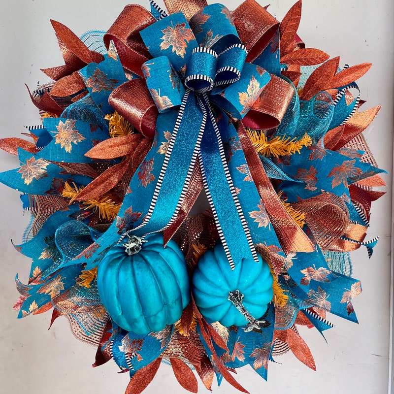 Teal and Copper Wreath - Etsy