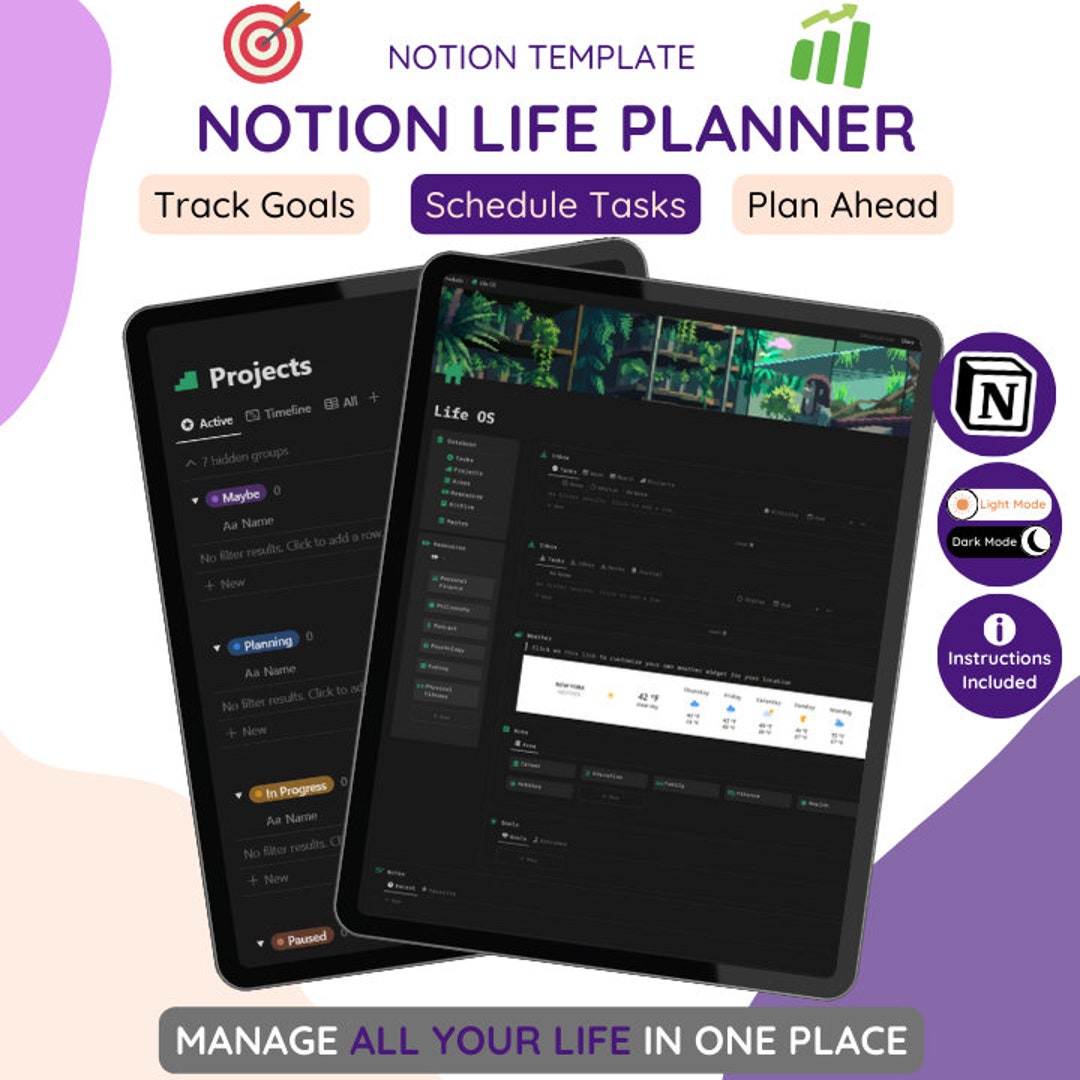 Notion Second Brain Template | ADHD Digital Planner | Life Management ...