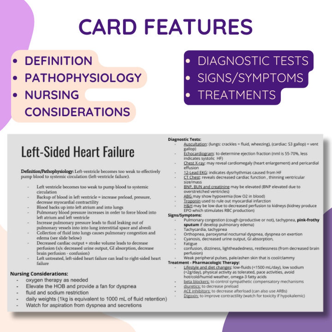 Adult Health Disease Cards for Nursing School - Etsy