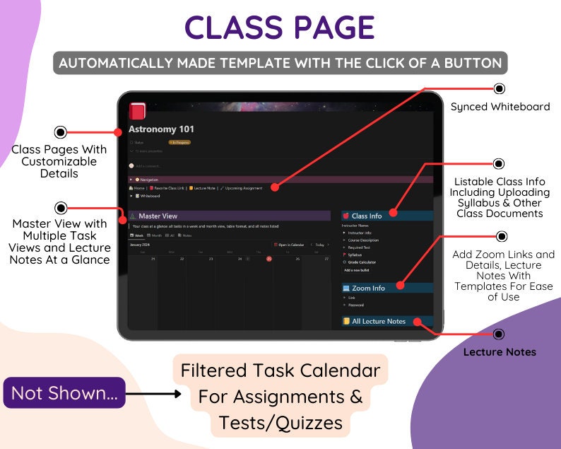 Notion Student School Planner & Organizer Template School Planner ...