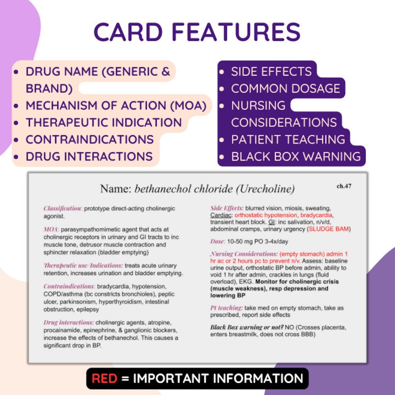 NCLEX Pharmacology Drug Cards for Nursing School Commonly Prescribed ...