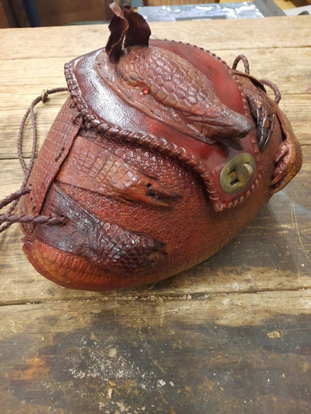 Armadillo Full Body Leather Purse Hand Bag , RUBY RED Eyes, Vintage ...