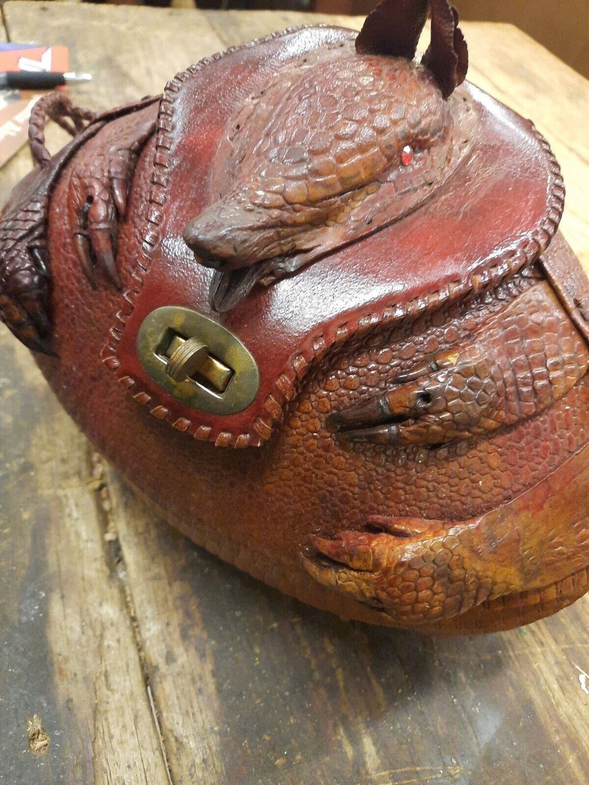 Armadillo Full Body Leather Purse Hand Bag , RUBY RED Eyes, Vintage ...