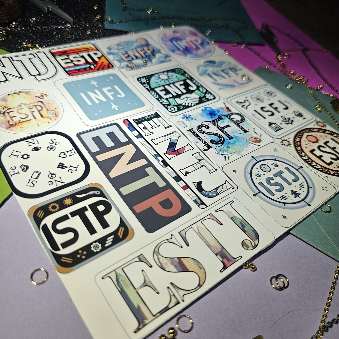 MBTI Personality Types Sticker Sheet 17 Unique Designs Vinyl Water ...