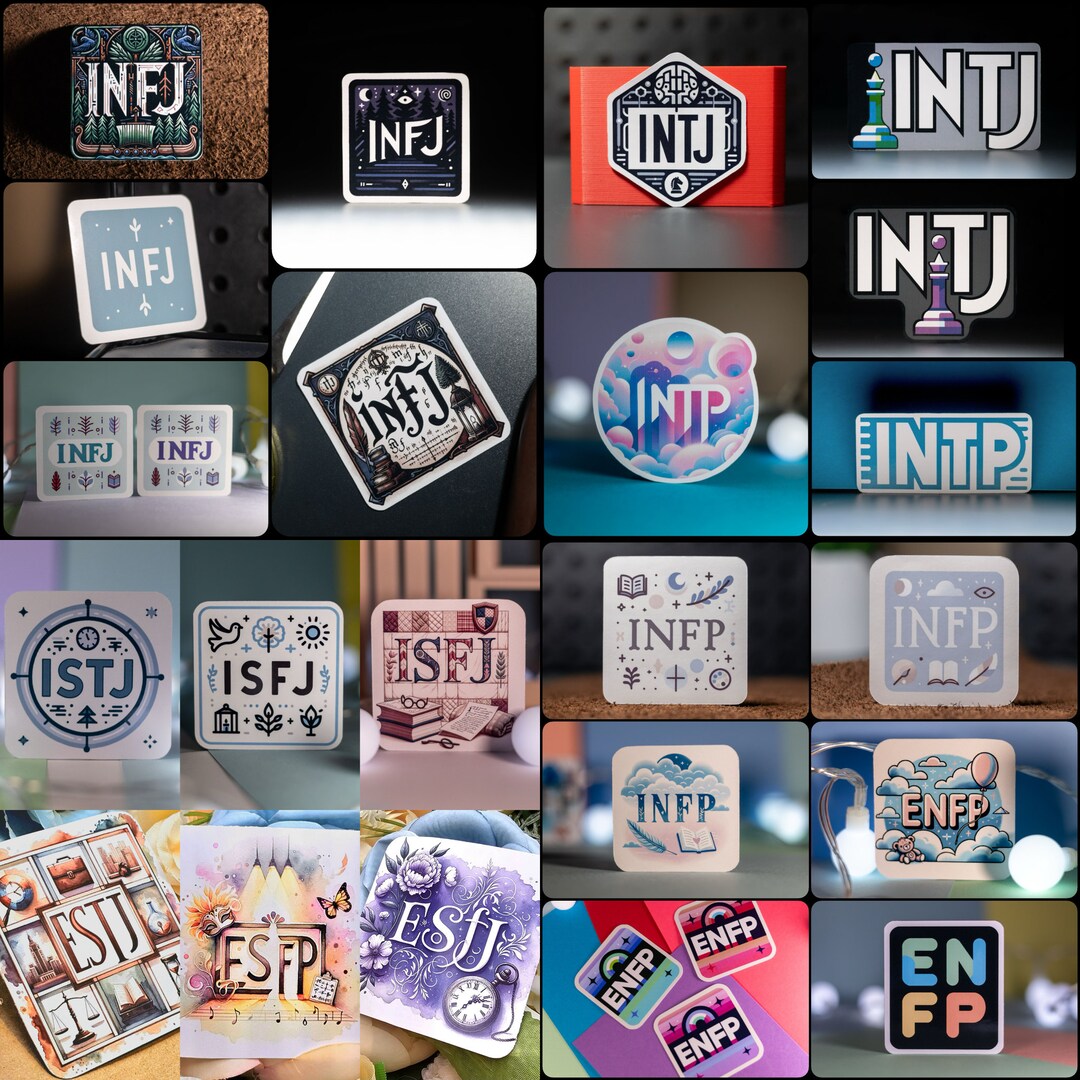Mbti Stickers Choose 5 All Types, Square Vinyl Personality Stickers ...