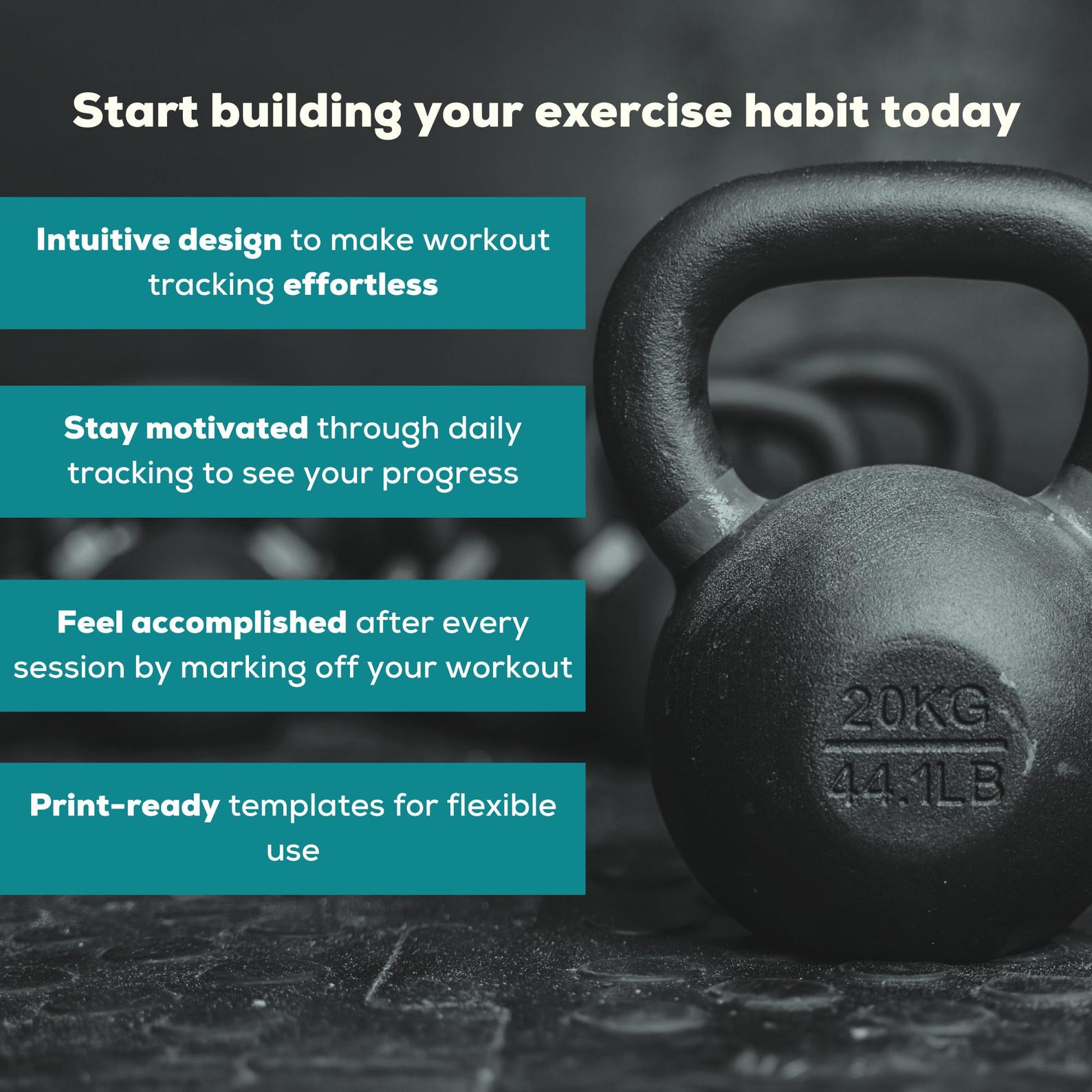 Daily Workout Tracker Printable Exercise Log Journal Fitness Planner - Etsy