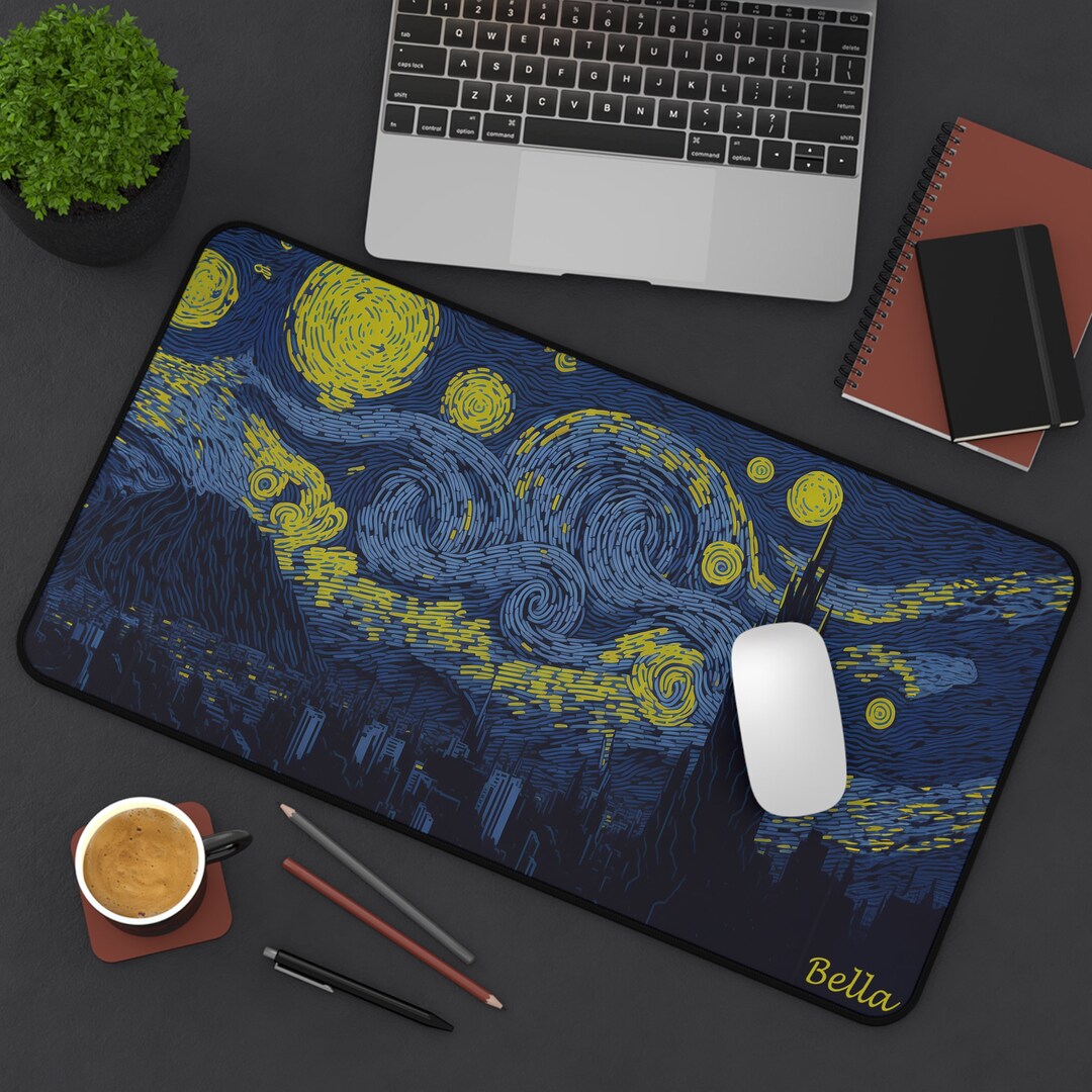 Personalized Starry Night Modern Version Art Desk Mat Mouse Pad High ...