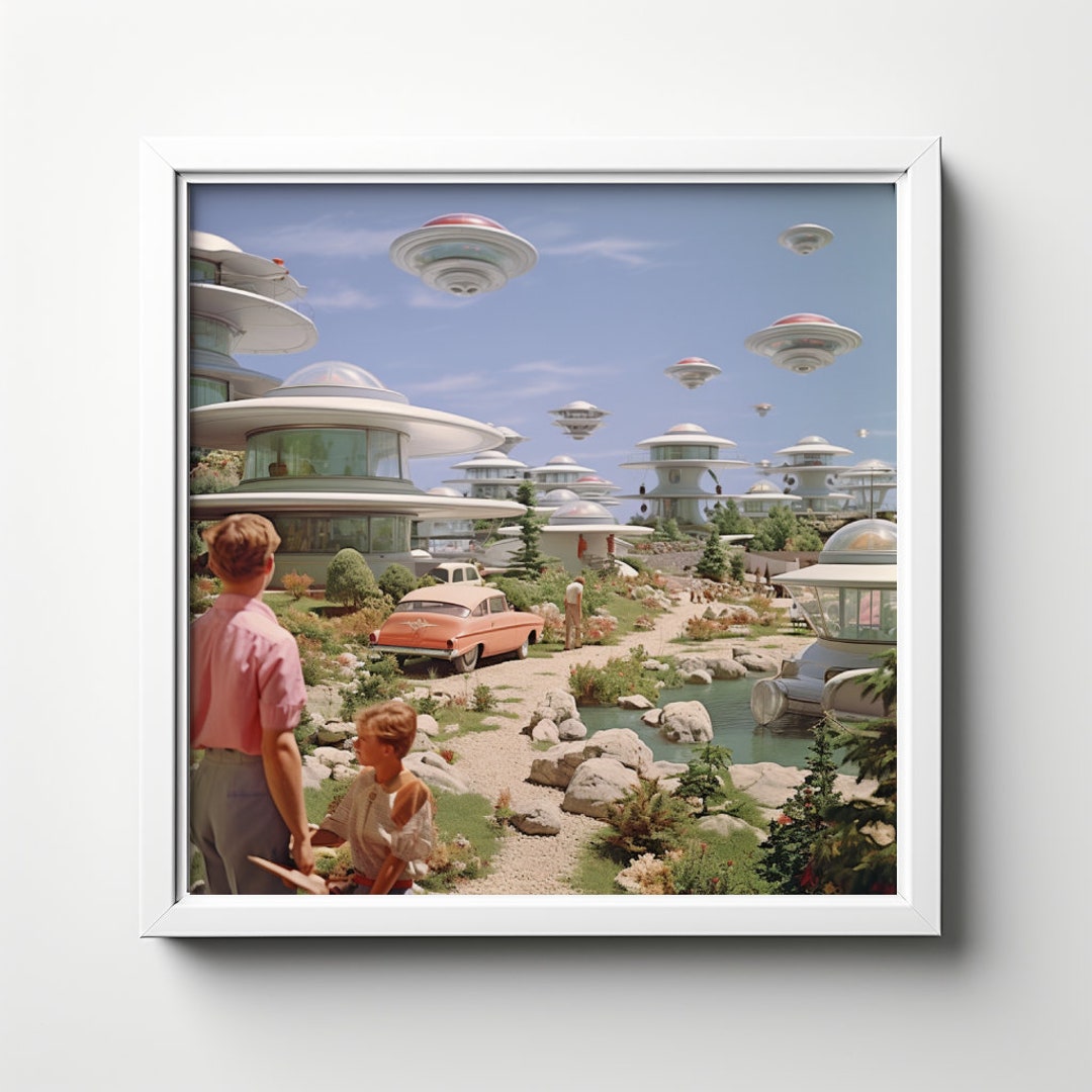Retro Futurism Digital Print - 1960s Inspired Future Cityscape ...
