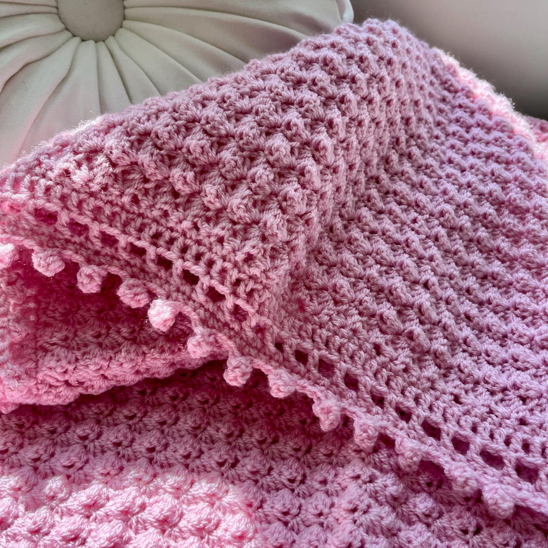 Sweet Bobble-edge Baby Blanket. Hand-crocheted Baby Afghan. - Etsy