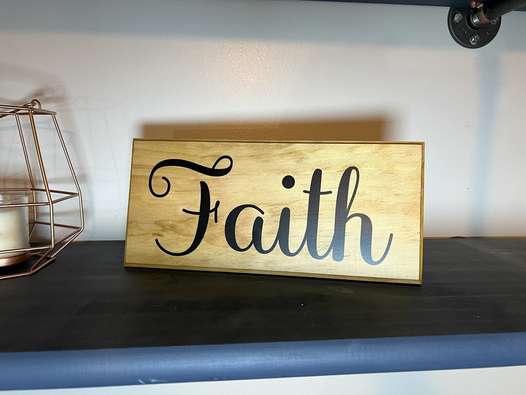 Rustic Faith Wood Sign Handcrafted 12x5.5 Inch Inspirational Wooden ...