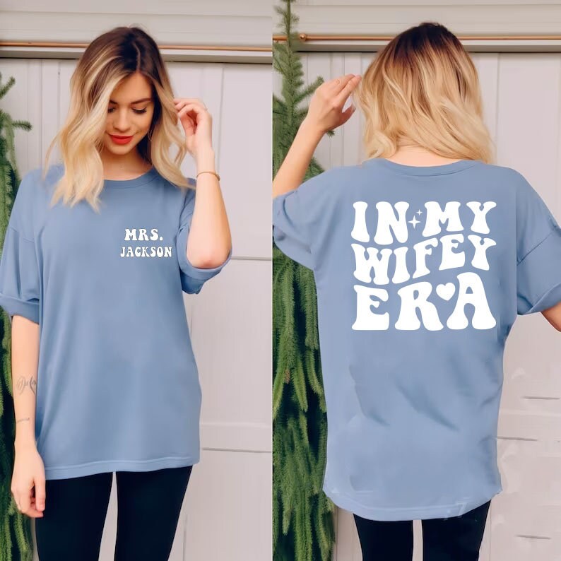 In My Wifey Era T-shirt, Custom Wifey Shirt, Trendy Comfort Colors Pocket Shirt, Wedding Gifts ...