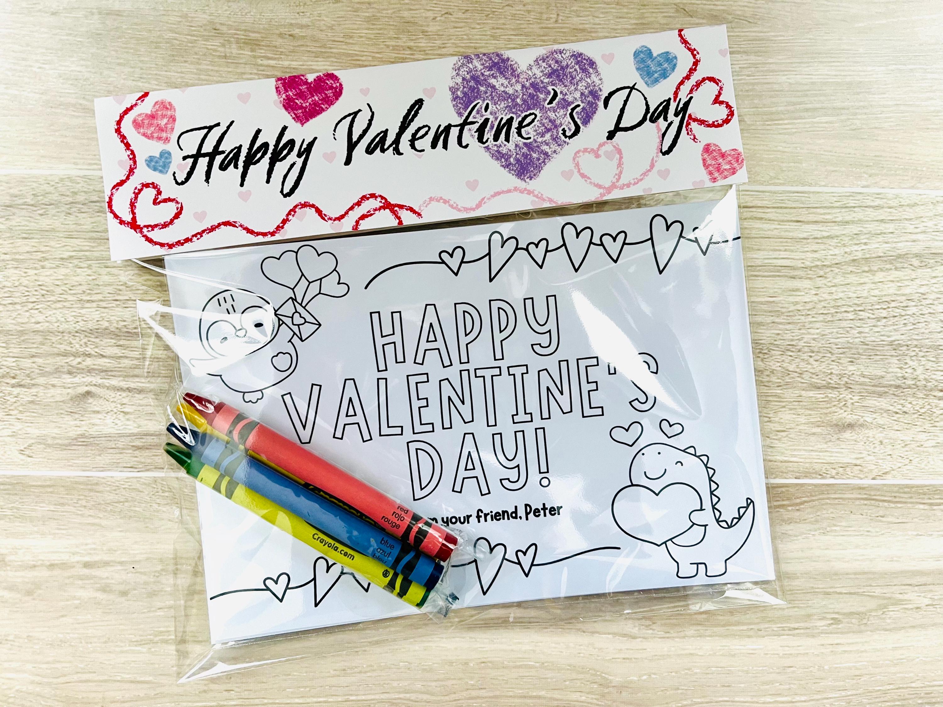 Pack of 6 Sets - Valentine's Day Coloring Pages With Crayons - Etsy